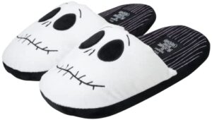 disney men's nightmare before christmas slippers - jack skellington plush slip-on house shoe slides, size 13-14, nightmare jack