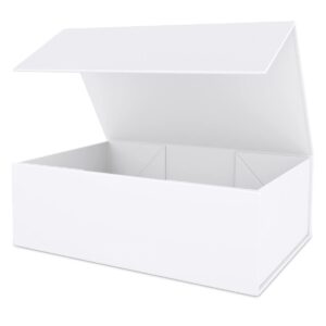 white gift box 12" x 6" x 4" with magnetic closure lid gift box for presents,bridesmaid gifts box,cute box,birthday gift box,luxury for gift packaging, magnetic gift box for wrapping gifts (white)