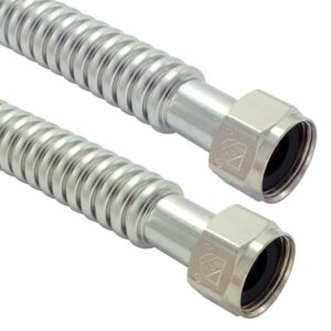 tt flex stainless steel corrugated water heater connector flexible for water heater water softener,1" fip x 1" fip, 0.92" id x 18" length (2 pack)