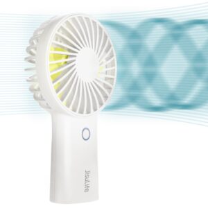 jisulife handheld fan with 30 hours of cooling, 6000mah battery, usb rechargeable portable fan for travel, makeup, concerts & commute – stay cool everywhere (white)