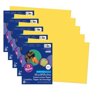 prang construction paper, yellow, 12" x 18", 50 sheets per pack, 5 packs