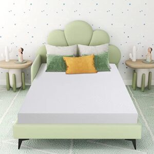 airdown full mattress, 6 inch memory foam mattress in a box for kids, medium firm green tea gel mattress full size for bunk bed, trundle bed, guest room white