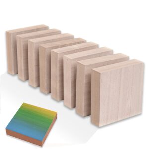 (8-pack) - 4” x 4” wooden blocks for crafts - 1-inch thick square mdf blocks - smooth surface with wood grain pattern - highly customizable blank wood squares