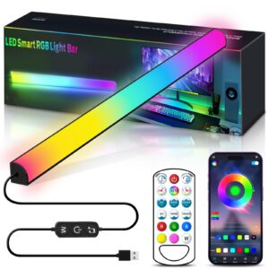 kantutoe monitor down light bar, rgb screen desk light pc, dimmable led dynamic rainbow effect, adjustable brightness, speed and music, remote control color change, for game room