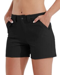 willit women's golf hiking shorts quick dry athletic casual summer shorts with pockets 4.5 in black 14