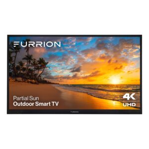 furrion aurora 55-inch partial-sun 4k outdoor smart tv - weatherproof television w/ hdr10, anti-glare, 750-nit led screen, impact-resistant screen, external antenna for partially sunny outdoor areas