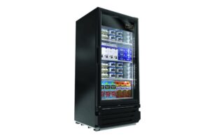 mvp kool-it mvp lx-10rb kool-it signature merchandiser refrigerator,9.43 cu. ft. (1) swing glass door hinged on right,black