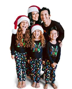 the children's place baby girls family matching christmas holiday sets, snug fit 100% cotton, adult, big kid, toddler, pajama set, let it glow, large us