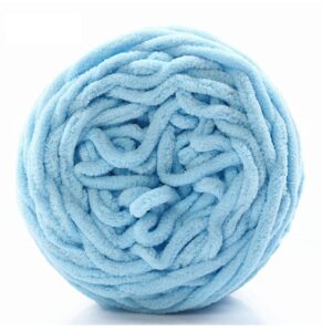 yingren pure color cute soft knitting chunky towelling wool ball skein scarf yarn - perfect for any knitting and crochet mini project blue 100g