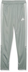 adidas kids' tiro pants, silver green/white, large