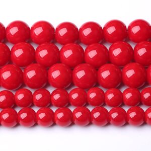 8mm 45pcs red glass beads for jewelry making round loose spacer crystal energy healing power stone beads diy bracelet necklace accessories (red glass, 8mm)