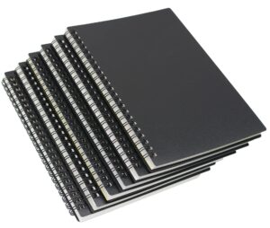 yansanido spiral notebook, 6 pcs a5 thick plastic black hardcover 7mm college ruled 80 sheets -160 pages journals for study and work (6 black a5)