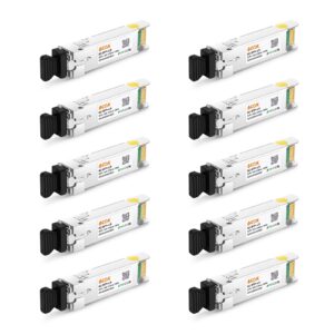 10pack 10gbase-lr sfp+ transceiver, 10g lc single mode module for cisco sfp-10g-lr, meraki ma-sfp-10gb-lr, ubiquiti uf-sm-10g, mikrotik, d-link, supermicro, netgear ddm, 1310nm, 10km