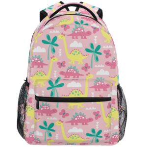 zzkko pink dinosaur animal pattern school backpacks book bag for boys girls travel hiking camping daypack work laptop backpack