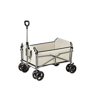 tnn folding beach wagon cart for grocery,collapsible enlarged capacity portable utility garden cart for outdoor sand camping, heavy duty wagon with big wheels black blue red white (color : white)