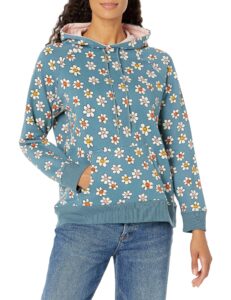 vera bradley women's french terry pullover hoodie with pocket (extended size range), prairie paisley daisy, small