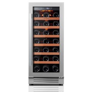 ca'lefort 15 inch wine fridge, 33 bottle wine cooler refrigerator, 40-65°f wine refrigerator glass door, 3 led wine fridge, built-in or freestanding wine fridge for home/bar/kitchen (3.0 cu.ft)