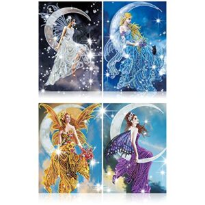 mvvmtop 4 pack special shaped diamond painting kits for adults, diamond art kits for kids angel wings girl partial drill rhinestone crystal diamond dots for diy home wall decor