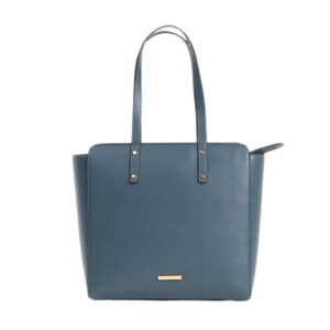 gusto vegan leather tote bag for women, handbag, large capacity shoulder tote purse for office, travel, zipper closure, faux leather shoulder bag: blue