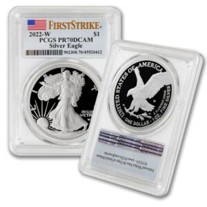 2022 w 1 oz proof american silver eagle pr-70 deep cameo (pr70dcam - first strike - flag label) $1 pcgs mint state