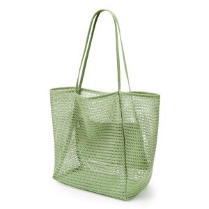 kalidi beach mesh tote bag, casual tote bag hobo women foldable max 23l shoulder grocery bag for beach picnic vacation