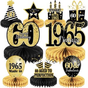 9pcs 60th birthday decorations 60th birthday centerpieces for tables decoration 2025 vintage 1965 honeycomb table topper back in 1965 60th birthday decoration for men and woman 60 years birthday party