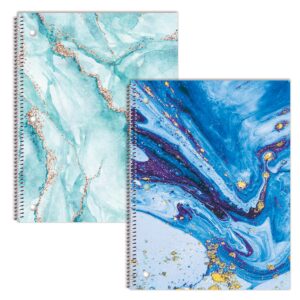 better office products marble design spiral notebooks, 2 pack, college rule, 100 sheet, 10.5 x 8 inches, abstract marble fashion design covers, 2 pack