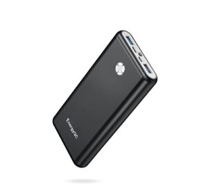 energyqc pilot x7 portable charger,20000mah 18w pd fast charging power bank,usb c input/output battery pack with led flashlight for iphone,samsung and more - black