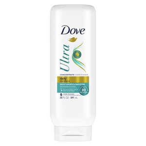 dove ultra daily moisture concentrate conditioner for dry hair moisturizes and smooths in 30 seconds, with fast-detangle technology and 2x more washes 20 oz