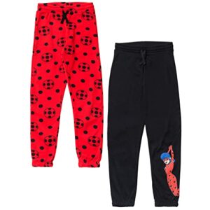 miraculous ladybug little girls fleece 2 pack leggings black/red 7-8