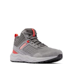 columbia men's plateau venture mid, titainium grey steel/fiery red, 15