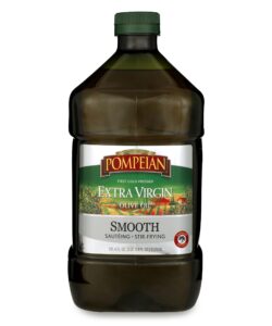 pompeian smooth extra virgin olive oil, contains polyphenols, first cold pressed, mild & delicate flavor, perfect for sauteing & stir-frying, naturally gluten-free, non-gmo, 101 fl oz, single bottle