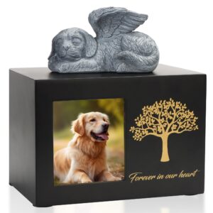 the7box pet urn dog ashes box wooden black dog urns for ashes comes with dog angel and ashes bag