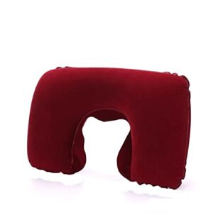 okdeals inflatable u shape neck new airplane driving nap support head rest travel pillow multicolor portable office air cushion(1,wine red)