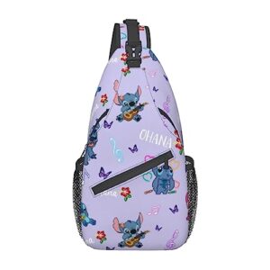 isuniet unisex chest bags crossbody sling backpack travel hiking daypack for women men stitch shoulder bag for climbing runners cartoon cute 15