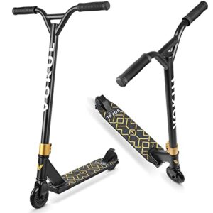 vokul s2 pro scooters for kids age 6-12 | colorful stunt scooter for beginners teens | trick scooter for bmx freestyle tricks (gold)