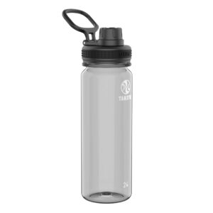 takeya 24 oz tritan plastic sport water bottle with spout lid, premium quality, bpa free food grade materials, stormy black