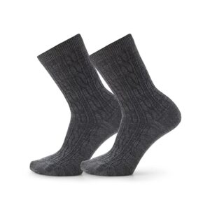 smartwool everyday zero cushion merino wool cable crew socks for men and women (2 pack)