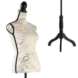 female mannequin adjustable dress form-large torso tripod stand display，100% handmade soft stretchy，adjustable height style， for sewing display-mannequin body torso with tripod base stand（letter）