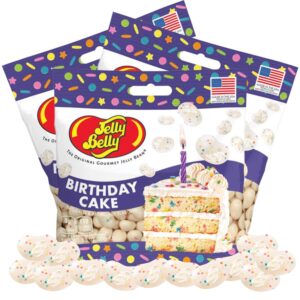 needzo birthday cake flavored jelly beans, celebration kit gourmet chewy candy for boys or girls, shareable bagged candies, pack of 3, 3.5 ounces