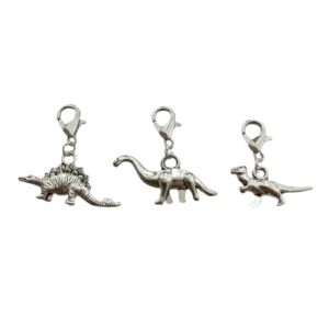 3pcs dinosaur clip on charm, planner/zipper pull/bag charm/case/lanyard charm, stitch marker, dino jewelry