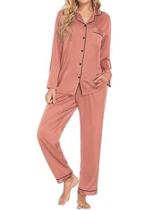 ekouaer pajama sets for women soft couples christmas sleepwear long sleeve loungewear set (rose golden,m)