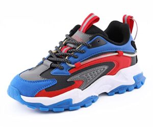 mazino chrome kids unisex fashion sneakers lace-up shoes tennis for boys and girls - blue/red/black, size 5.5 youth