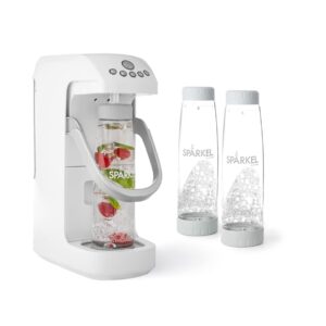 spärkel beverage system (white) + 2 pack bottles - sparkling water and soda maker - a new way of sparkling - use fresh & natural ingredients - no co2 tank needed