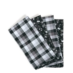 vera bradley women's cotton napkin set of 4, kingbird plaid - recycled cotton, one size