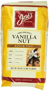 jose's whole bean coffee vanilla nut, 2 pack of 3 lbs