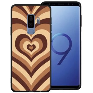 zaztify compatible with samsung galaxy s9 plus, khaki heart tunnel center love swirl cute pattern shockproof protective anti-slip thin slim soft phone case cover shell