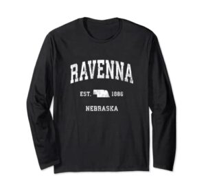 ravenna nebraska ne vintage athletic sports design long sleeve t-shirt