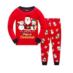 akyzic little boys girls merry christmas pajamas sets for baby boys santa claus snowman sleepwear kids toddler boys long sleeve winter pjs clothes snowman1-6562-4t