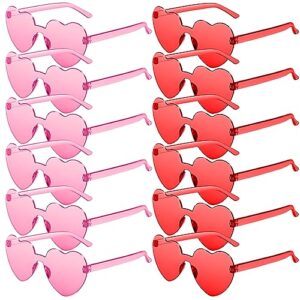 rtbofy 12 pack heart sunglasses for women party favor bulk valentines day with candy color